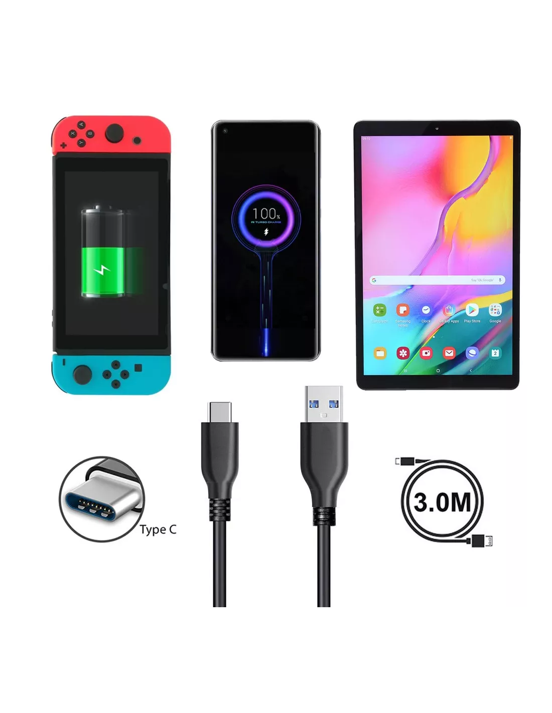 USB-C Transfer and Charge cable for Nintendo Switch/Switch OLED/Li...