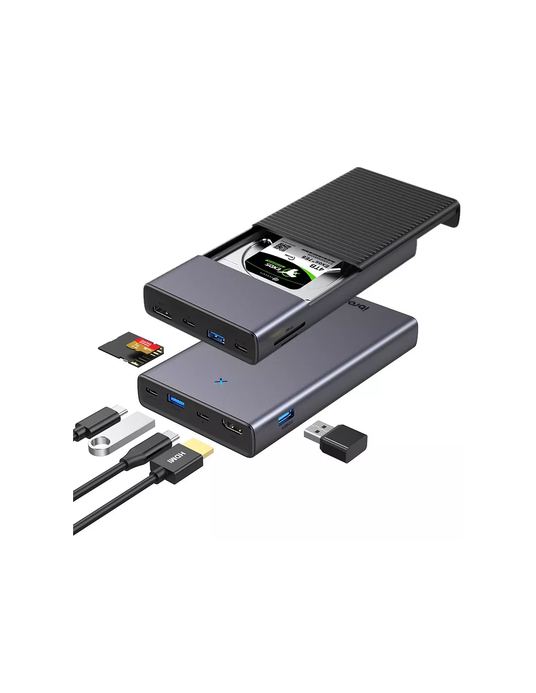 HUB USB C MC30 Pro - 7 in 1 with enclosure for SDD-HDD hard disk 2....