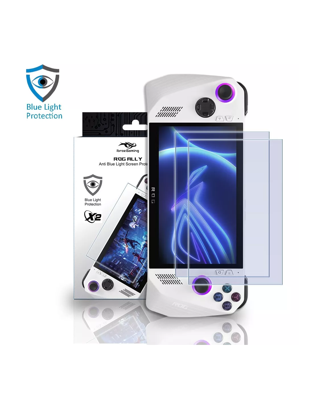Set of 2 premium anti blue light screen protectors for ROG Ally...